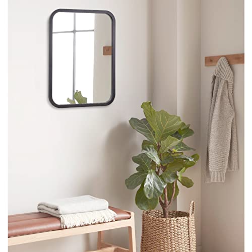 AOAOPQ Black Rustic Wall Mirror Wood Rectangle Frame Decorative Small Wooden Mirror 16"x20" Entryway Hanging Mirror for Home Farmhouse Bathroom Bedroom