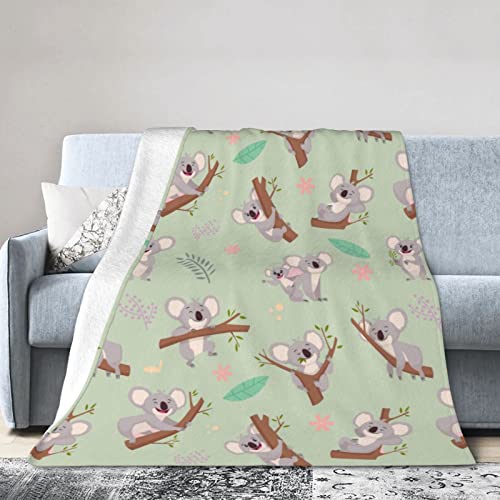 Cute Koala Blanket Soft Fleece Throw Blanket Cozy Fuzzy Warm Flannel Plush Throw Blankets for Couch Bed Sofa All Season Gift 50"X40"