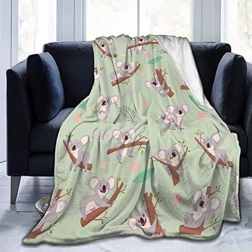 Cute Koala Blanket Soft Fleece Throw Blanket Cozy Fuzzy Warm Flannel Plush Throw Blankets for Couch Bed Sofa All Season Gift 50"X40"