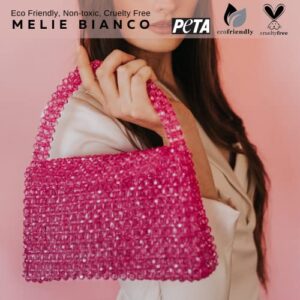 Melie Bianco Sherry Bag - Womens Luxury Beaded Handbag - Fancy Foldover Purse with Top Handle - 100% PVC & Cruelty-Free Materials - Formal, Evening, Daytime, Weekend Wear - Ruby