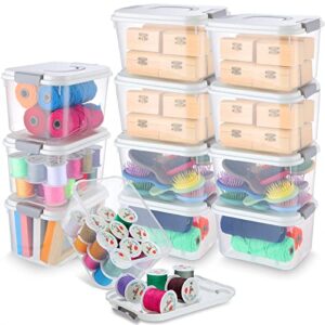 Xinnun 12 Pcs 5.5 Qt Storage Bins with Lids Clear 5 Liter Plastic Storage Containers Lidded Stackable Storage Box with Grey Latching Handle and Lid for Organizing Toys Snacks Cosmetics