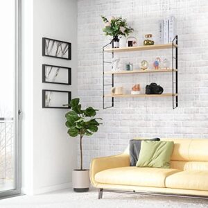 TOYLNGA Floating Shelves,3 Tier Industrial Bookcases,Wall Mounted Hanging Shelf,Modern Book Shelves Shelving for Bedroom, Living Room,Office Storage & Organization