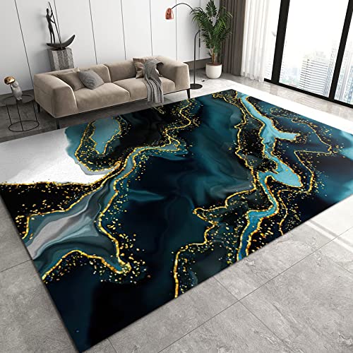 Golden Green Oil Painting Area Rugs, Watercolor Art Carpet, Porch Mat Fuzzy Plush Soft Shaggy Non-Skid Apply to Family and Pet Farmhouse Bedroom Area,3×4ft/90*120cm