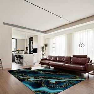 Golden Green Oil Painting Area Rugs, Watercolor Art Carpet, Porch Mat Fuzzy Plush Soft Shaggy Non-Skid Apply to Family and Pet Farmhouse Bedroom Area,3×4ft/90*120cm