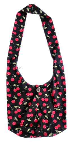 SAE99 Cotton Cross body Shoulder Sling Handmade Bag (Black Cherry)