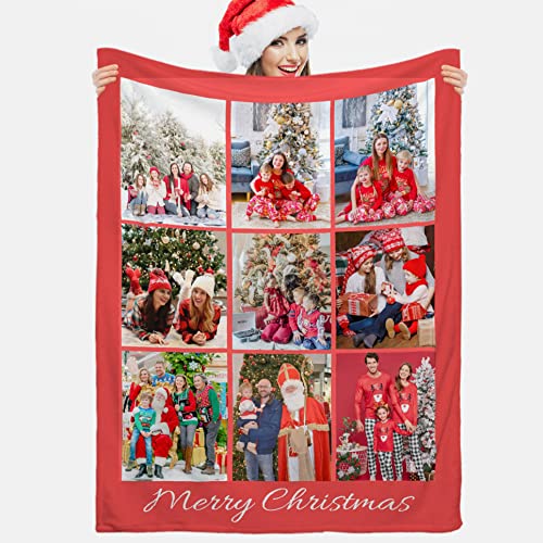 Custom Blanket Christmas Blanket,Personalized Gift Personalized Christmas Blanket With Photo Text,Picture Collage Customized Blanket For Christmas New Year,Customized Photo Gift Custom Xmas Present