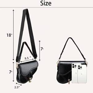 Cozyonme Women's fashion saddle bag shoulder bag purse handbag crossbody bag holiday gift (Black)