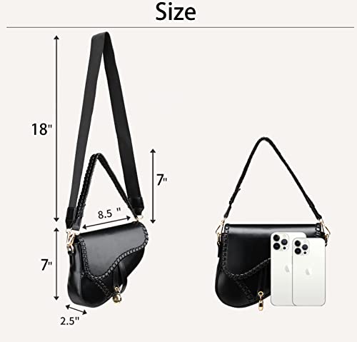 Cozyonme Women's fashion saddle bag shoulder bag purse handbag crossbody bag holiday gift (Black)