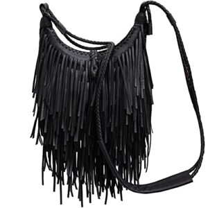 downupdown women fringed purse handbags vegan leather crossbody bag vintage & stylish tassel shoulder bag satchel tote hobo bag for girl-brown