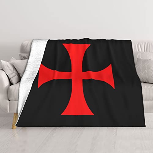 NUTTAG Cross Knights Templar Throw Blanket Warm 60x50 Inches Fleece Throw Blankets for Bed Couch Living Room All Seasons Wool Blanket