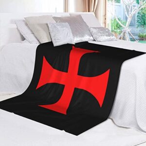 NUTTAG Cross Knights Templar Throw Blanket Warm 60x50 Inches Fleece Throw Blankets for Bed Couch Living Room All Seasons Wool Blanket