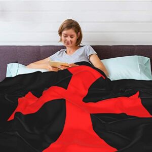 NUTTAG Cross Knights Templar Throw Blanket Warm 60x50 Inches Fleece Throw Blankets for Bed Couch Living Room All Seasons Wool Blanket