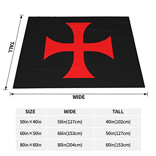 NUTTAG Cross Knights Templar Throw Blanket Warm 60x50 Inches Fleece Throw Blankets for Bed Couch Living Room All Seasons Wool Blanket