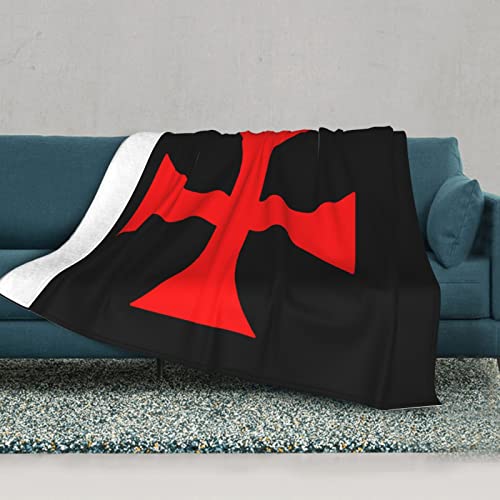 NUTTAG Cross Knights Templar Throw Blanket Warm 60x50 Inches Fleece Throw Blankets for Bed Couch Living Room All Seasons Wool Blanket