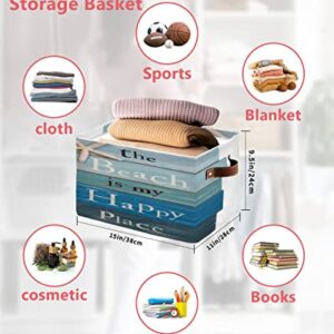 ARTtikke Storage Bins Clothes Organizer Beach Themed Storage Cubes Bin with Handles,Foldable Storage Boxes for Closet,Storage Basket for Organizing Shelves, 15x11x9.5 inch