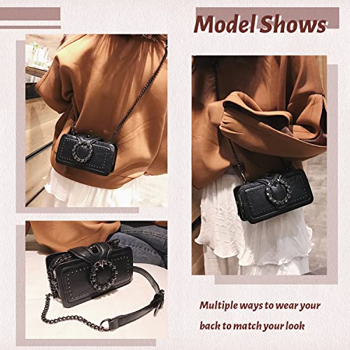 Emprier Square Small Satchel Clutch Purse for Women Cell Phone crossbody Bag Rivet Evening Handbag