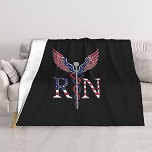 nuttag america flag rn registered nurse throw blanket lightweight 60×50 inches air conditioning blanket for bed couch living room all seasons microfleece blanket