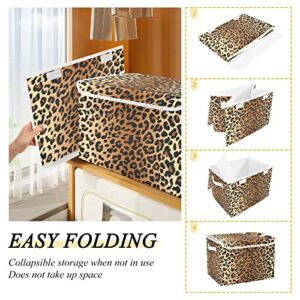 WELLDAY Sexy Leopard Grain Storage Baskets Foldable Cube Storage Bin with Lids and Handle, 16.5x12.6x11.8 In Storage Boxes for Toys, Shelves, Closet, Bedroom, Nursery