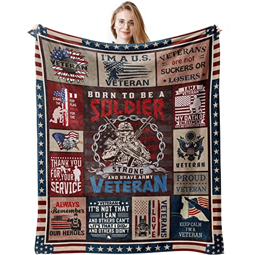 QUWOGY Vietnam Veteran Gifts Blanket 60"x50", Veteran Gifts for Men, Navy/Air/Army Veteran Gifts Blankets, Unique Gifts for Veterans, Veterans Day Gifts/Decorations Bulk, Hard Head Veterans