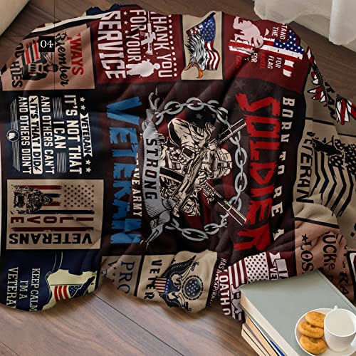 QUWOGY Vietnam Veteran Gifts Blanket 60"x50", Veteran Gifts for Men, Navy/Air/Army Veteran Gifts Blankets, Unique Gifts for Veterans, Veterans Day Gifts/Decorations Bulk, Hard Head Veterans