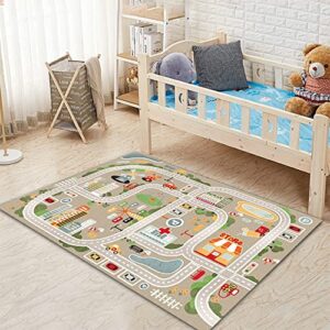 Car Rug, Road and Traffic Carpet Non-Slip Multi Color Area Rug for Living Room Bedroom (City 2)