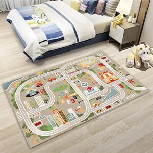 Car Rug, Road and Traffic Carpet Non-Slip Multi Color Area Rug for Living Room Bedroom (City 2)