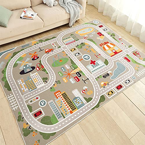 Car Rug, Road and Traffic Carpet Non-Slip Multi Color Area Rug for Living Room Bedroom (City 2)