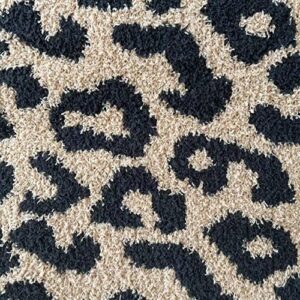 Kissister Luxury Fleece Throw Blanket,Fluffy Leopard Blanket,Microfiber Blanket for Sofa Chair Bed Machine Washable,50x60 inch Travel Blankets (Tan- Black)