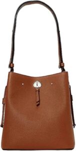 kate spade new york large marti leather bucket bag shoulder bag crossbody (gingerbread)