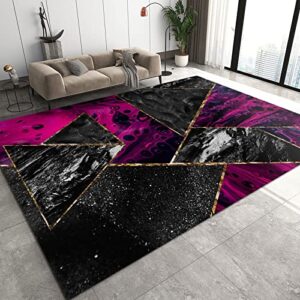 fymurol flamboyant purple geometric area rug, black geometric decorative rug, washable bedroom rug with non-slip backing large area soft for boys girls living room entrance hallway kids room-5ft×8ft