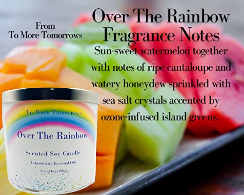 To More Tomorrows, Soy Candle, Over The Rainbow Scent, 14 Ounce Jar Candle, Candle,Three Wick Candle, 45 Hour Burn Time, Highly Scented, Made in The USA, Gift, Home Decor