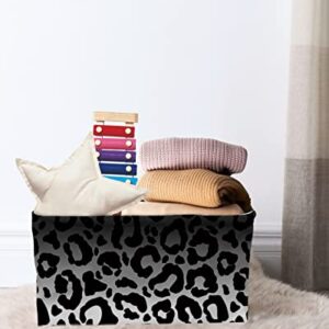 Large Capacity Storage Bins Ombre Leopard Print Black White Gradient Storage Cubes, Collapsible Storage Baskets for Organizing for Bedroom Living Room Shelves Home 15x11x9.5 In