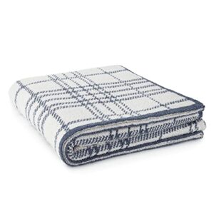 Crafted by Catherine Quinn Plaid Cozy Knit Throw Blanket 60" x 70" Inches, Soft Comfy Decorative Throw for Couch Bed Sofa Travel, Blue