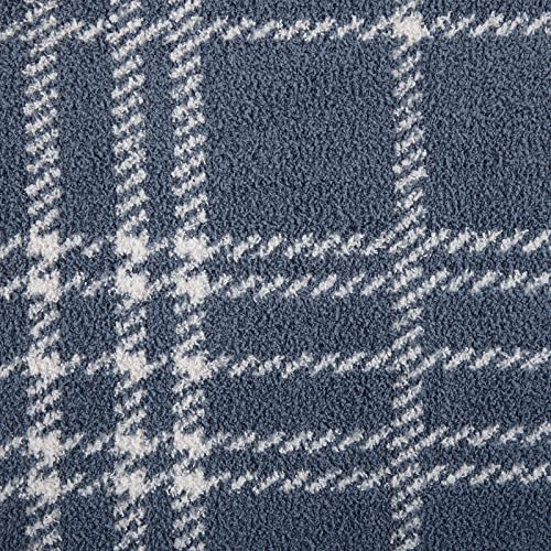 Crafted by Catherine Quinn Plaid Cozy Knit Throw Blanket 60" x 70" Inches, Soft Comfy Decorative Throw for Couch Bed Sofa Travel, Blue