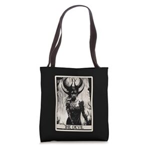 occult dark art horror the devil tarot card tote bag