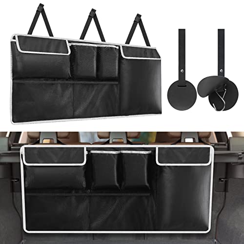 ANUINIT Trunk Organizer for Car Suv Truck Van, Hanging Car Trunk Organizer, Car Organizers and Storage with 6 Pockets and 2 hooks, Hanging Trunk Organizer Upgraded Reinforced Double Stitching Process