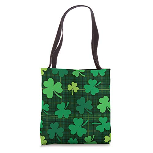 St Patricks Day Shamrocks Green Plaid Tote Bag