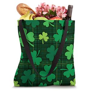 St Patricks Day Shamrocks Green Plaid Tote Bag