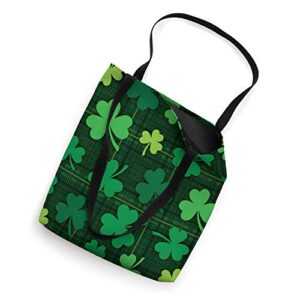 St Patricks Day Shamrocks Green Plaid Tote Bag