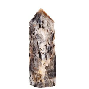 AMOYSTONE Sphalerite Geode Crystal Large Obelisk Tower 4 Faceted Pointed Wand Pillar Healing Reiki, Chakra, Home Décor Irregular Texture 1.7-2 LBS