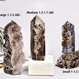 AMOYSTONE Sphalerite Geode Crystal Large Obelisk Tower 4 Faceted Pointed Wand Pillar Healing Reiki, Chakra, Home Décor Irregular Texture 1.7-2 LBS