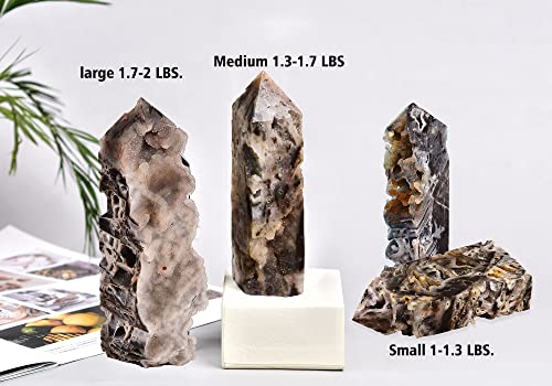 AMOYSTONE Sphalerite Geode Crystal Large Obelisk Tower 4 Faceted Pointed Wand Pillar Healing Reiki, Chakra, Home Décor Irregular Texture 1.7-2 LBS