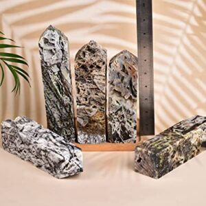 AMOYSTONE Sphalerite Geode Crystal Large Obelisk Tower 4 Faceted Pointed Wand Pillar Healing Reiki, Chakra, Home Décor Irregular Texture 1.7-2 LBS