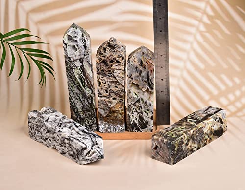 AMOYSTONE Sphalerite Geode Crystal Large Obelisk Tower 4 Faceted Pointed Wand Pillar Healing Reiki, Chakra, Home Décor Irregular Texture 1.7-2 LBS