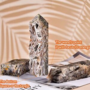 AMOYSTONE Sphalerite Geode Crystal Large Obelisk Tower 4 Faceted Pointed Wand Pillar Healing Reiki, Chakra, Home Décor Irregular Texture 1.7-2 LBS