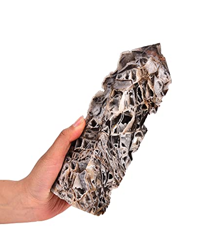 AMOYSTONE Sphalerite Geode Crystal Large Obelisk Tower 4 Faceted Pointed Wand Pillar Healing Reiki, Chakra, Home Décor Irregular Texture 1.7-2 LBS