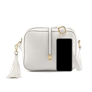 Small Crossbody Bags for Women White Purse Cross Body Handbags Stylish Designer Purses Evening Bag Vagan Leather Shoulder Bag with Tassel