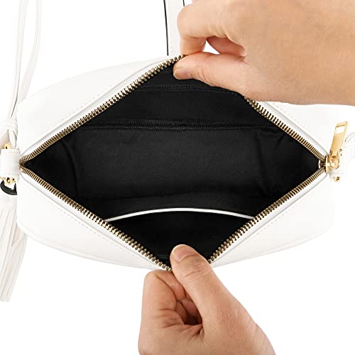 Small Crossbody Bags for Women White Purse Cross Body Handbags Stylish Designer Purses Evening Bag Vagan Leather Shoulder Bag with Tassel