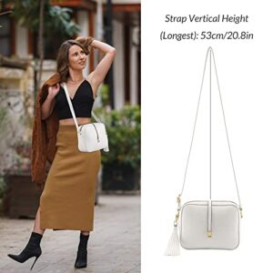 Small Crossbody Bags for Women White Purse Cross Body Handbags Stylish Designer Purses Evening Bag Vagan Leather Shoulder Bag with Tassel