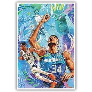 giannis antetokounmpo poster basketball superstar letter bro posters wall art basketball poster canvas print home living room bedroom kids room decor gift for basketball fans 16x24inch-unframed